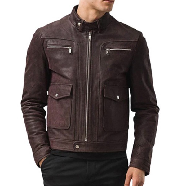 Buy Mens Coffee Brown Leather Cafe Racer Jacket - Hussar Jackets