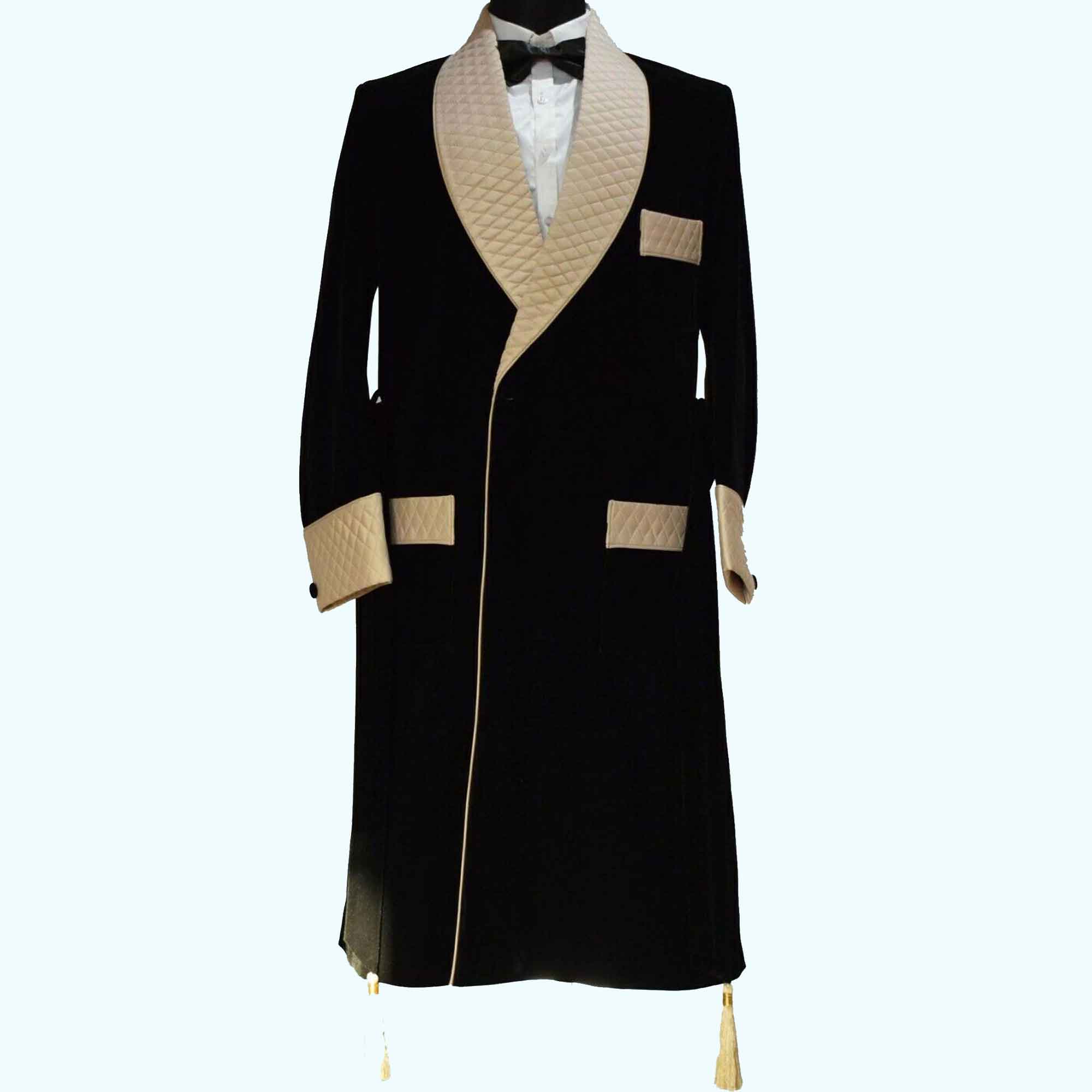 Buy Mens Velvet Smoking Quilted Long Dinner Coats, Men's Velvet Smoking ...