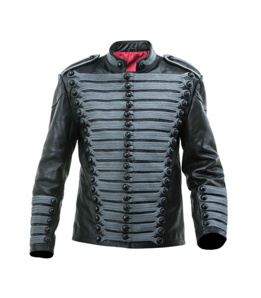 Buy Men's Leather Hussars Jacket with Grey Frogging Jacket - Hussar Jackets