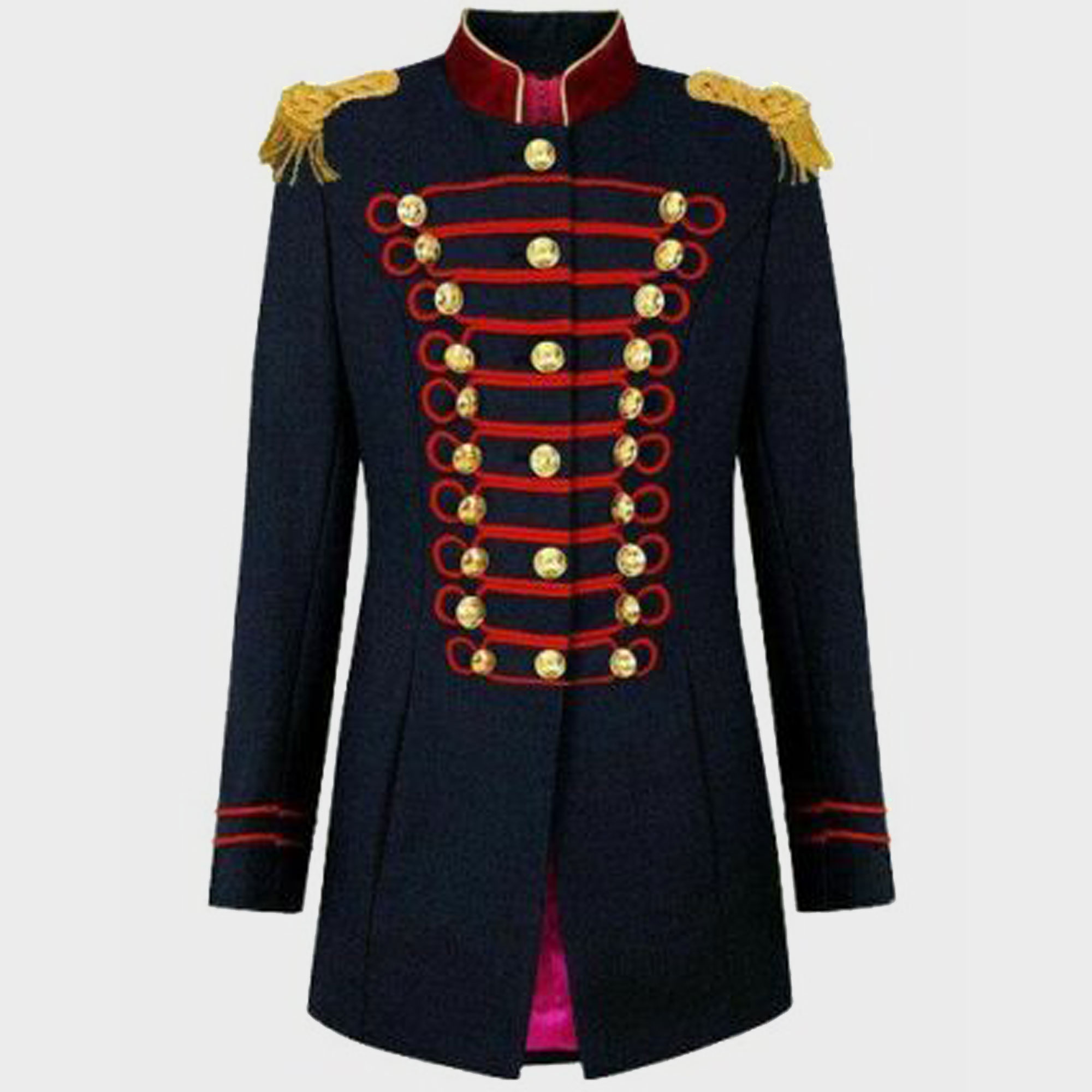 Buy Black and Red Gothic Wool Braid coat Jacket - Hussar Jackets