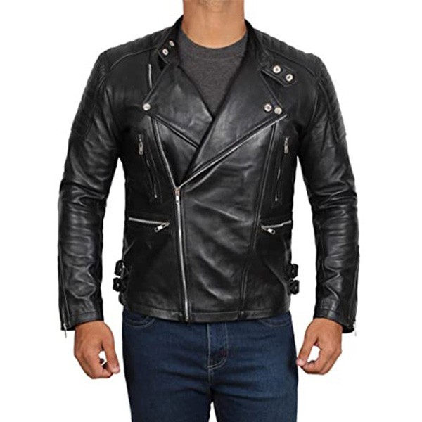 Buy Mens Black Quilted Asymmetrical Leather Jacket - Hussar Jackets