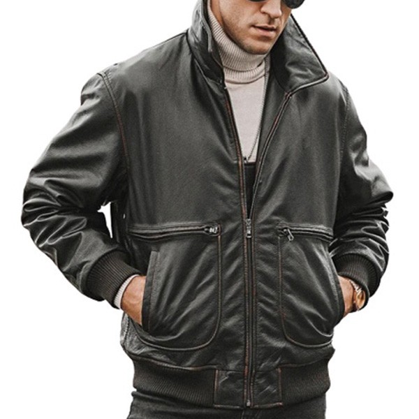 Buy Men's Vintage Black Leather Flight Jacket - Hussar Jackets