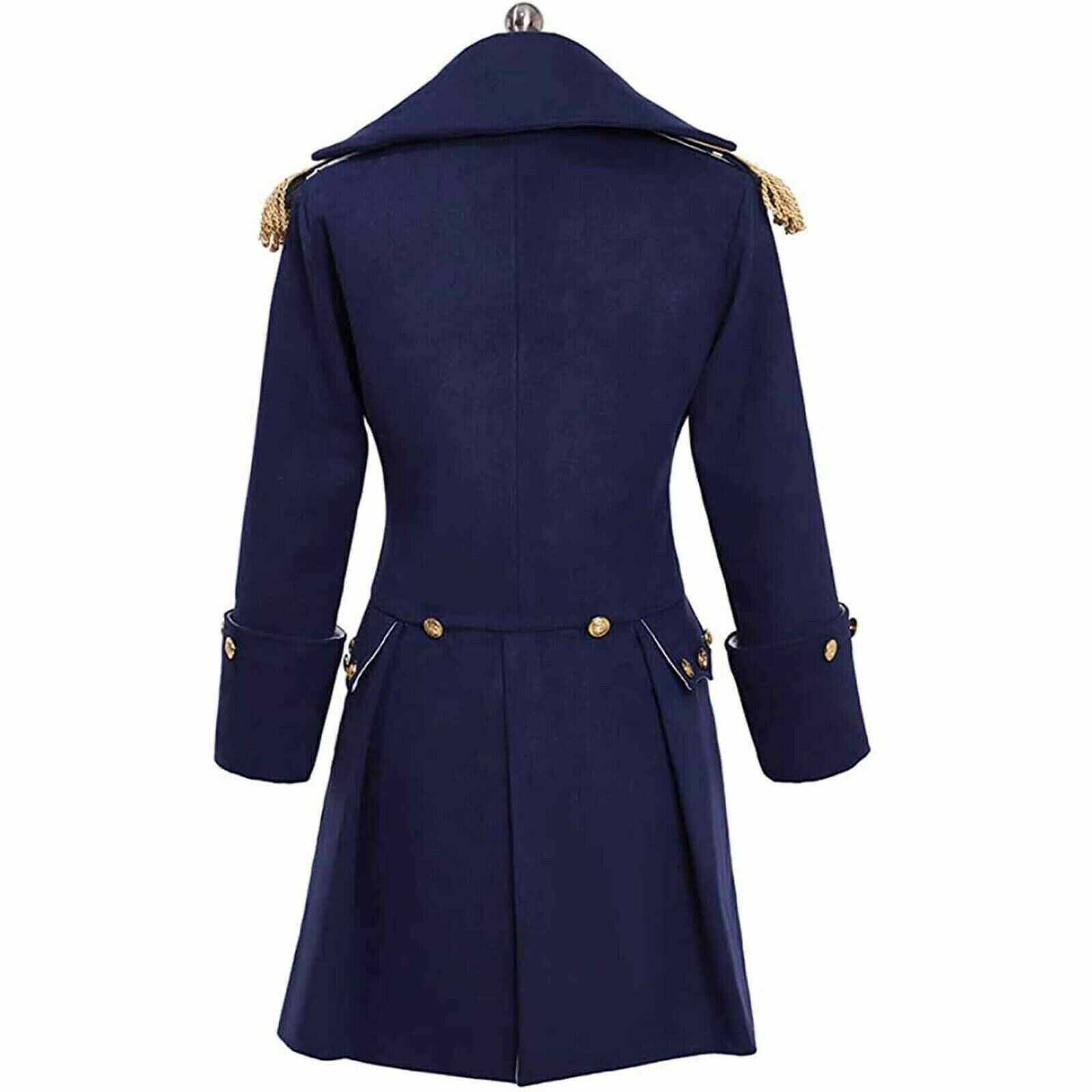 Men’s Navy Blue Double Breasted Wool Coat - Hussar Jackets