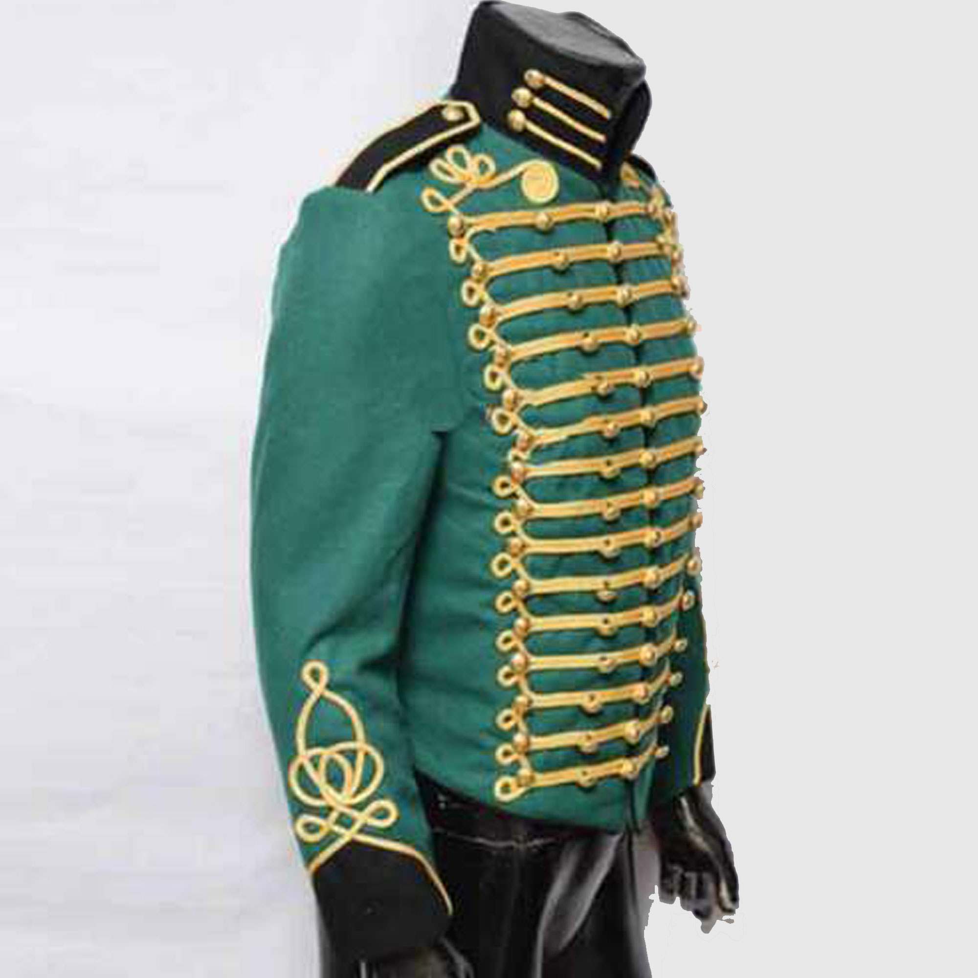 Green British Military Gold Braid Jacket - Hussar Jackets