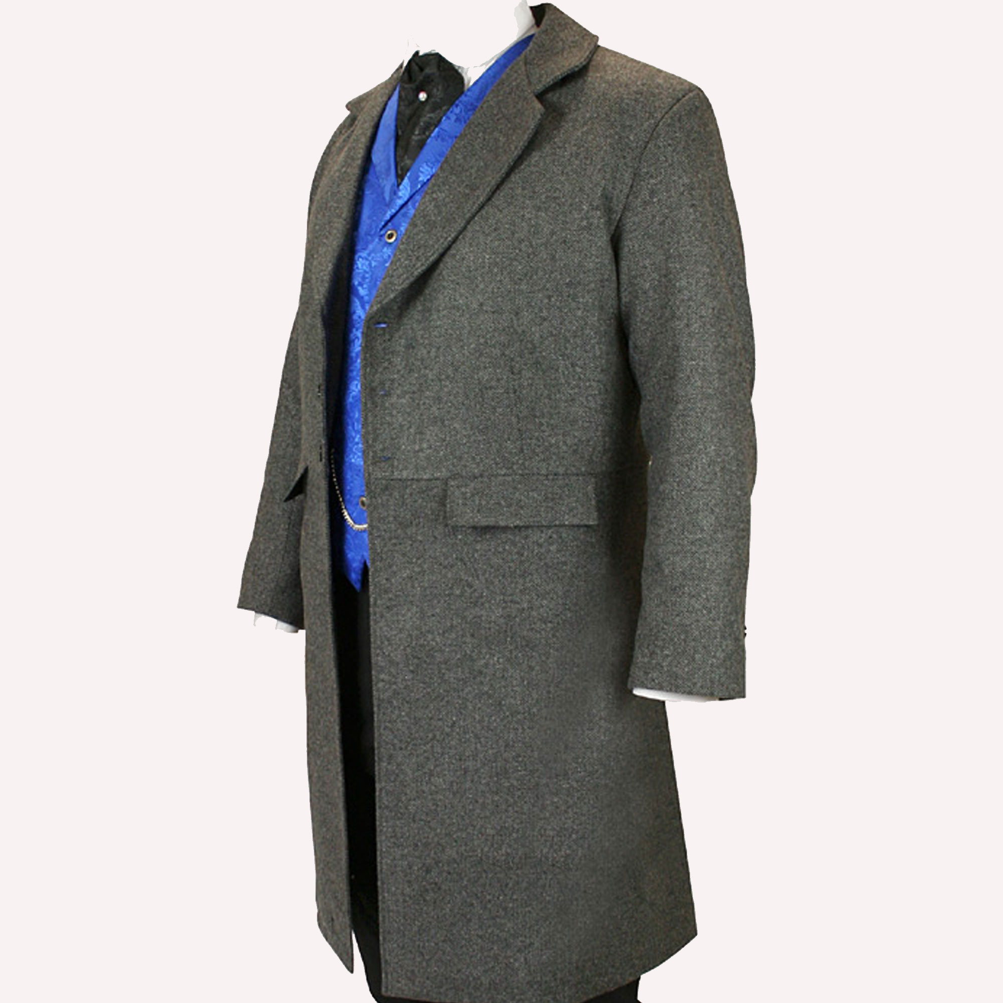 Buy Men's Long Gray Emerson Frock Coat, Christmas Inverness coat, Men's ...