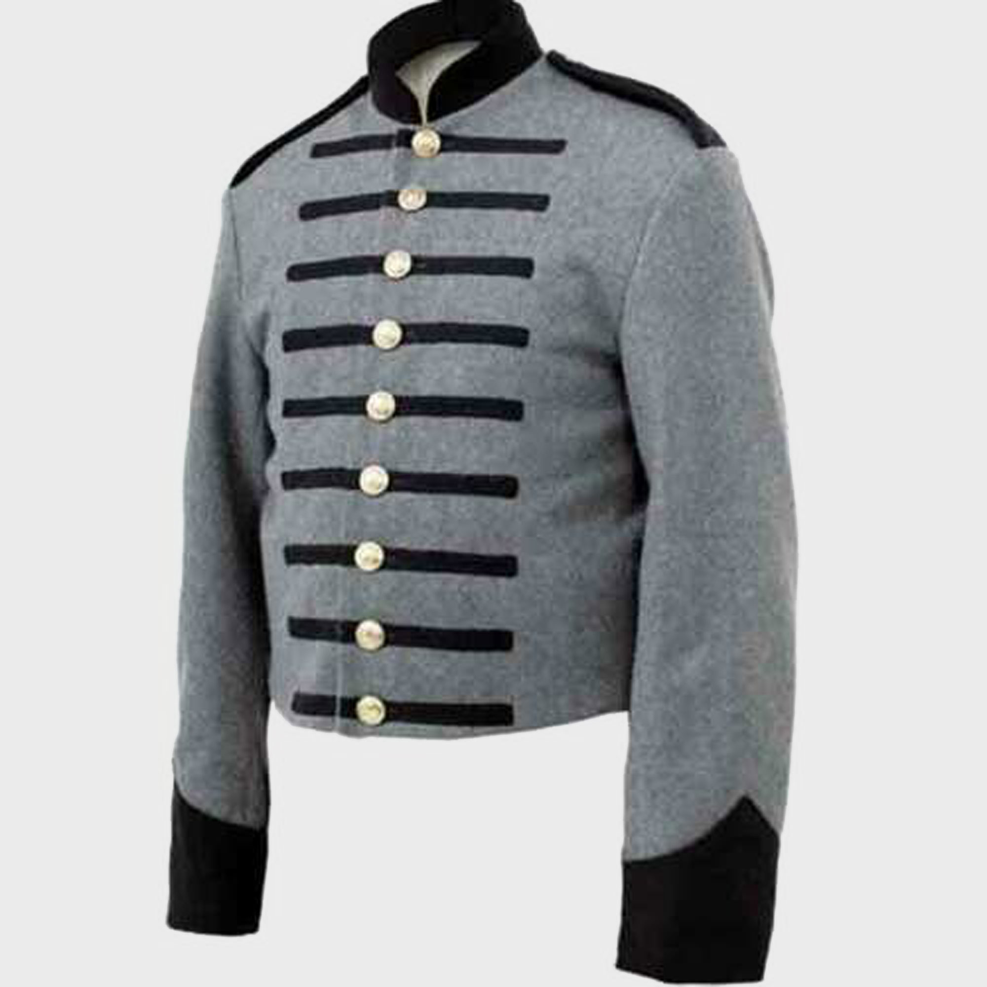 Buy Men's Cavalry Gray With Front Black Braiding Military Jacket ...