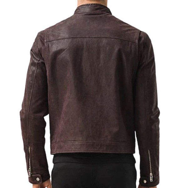 Buy Mens Coffee Brown Leather Cafe Racer Jacket - Hussar Jackets