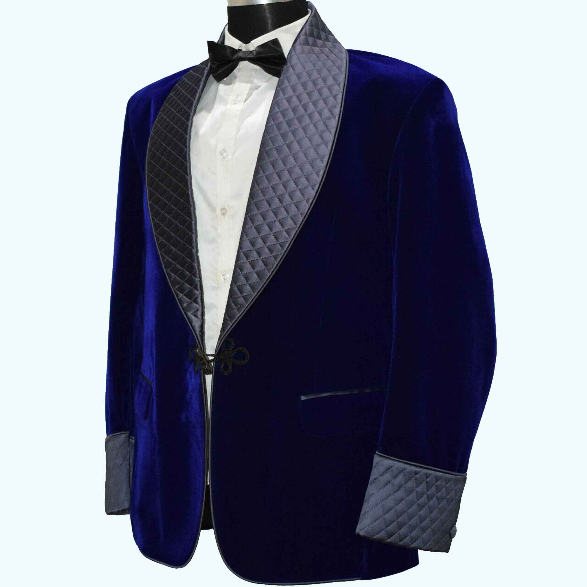 Buy Mens Velvet Smoking Quilted Dinner Coat,Men's Velvet Smoking Coat ...