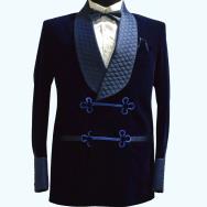Buy Men Smoking Jacket Navy Blue Velvet Quilted Shawl Lapel Party Wear ...