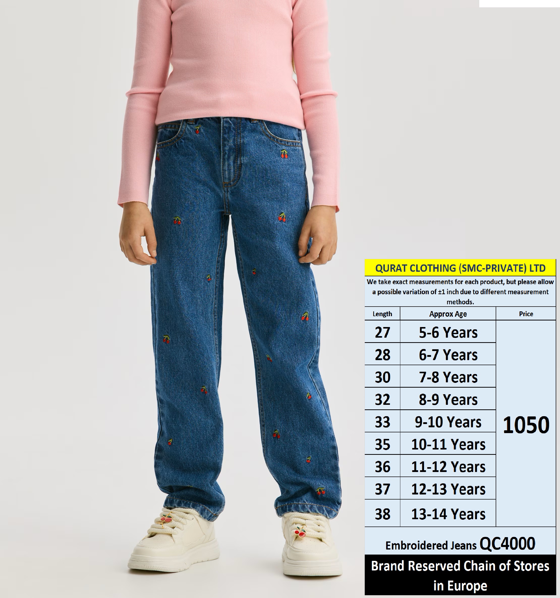 Buy Reserved Brand Embroidered Jeans QC4000 Export Europe | QC - Qurat ...