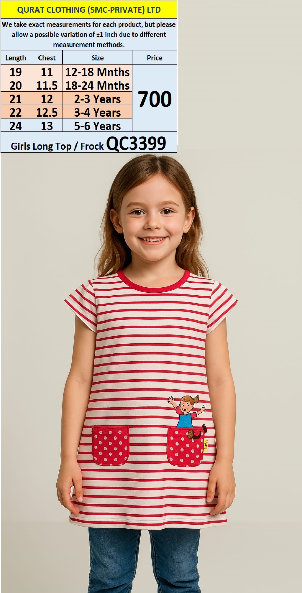 Buy Pippi Longstocking Brand Girls Long Top / T-shirt QC3399 Export ...