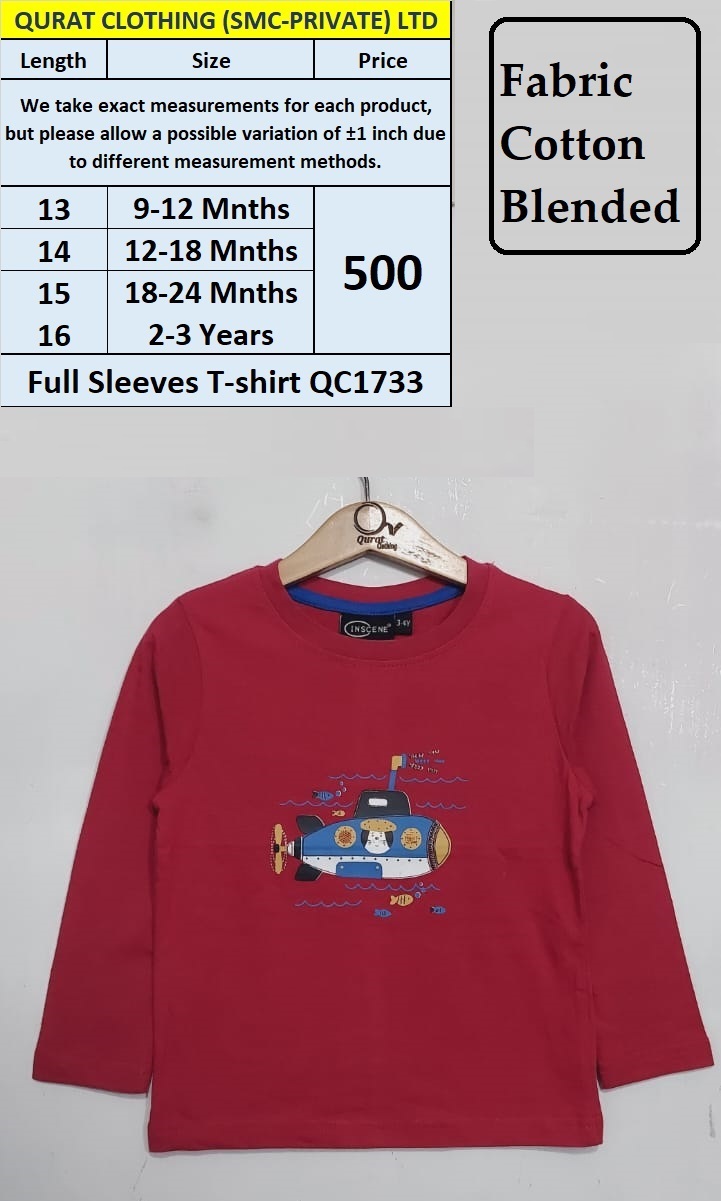 Buy Branded Export Red Submarine Full Sleeves Cotton Blended T-shirt ...