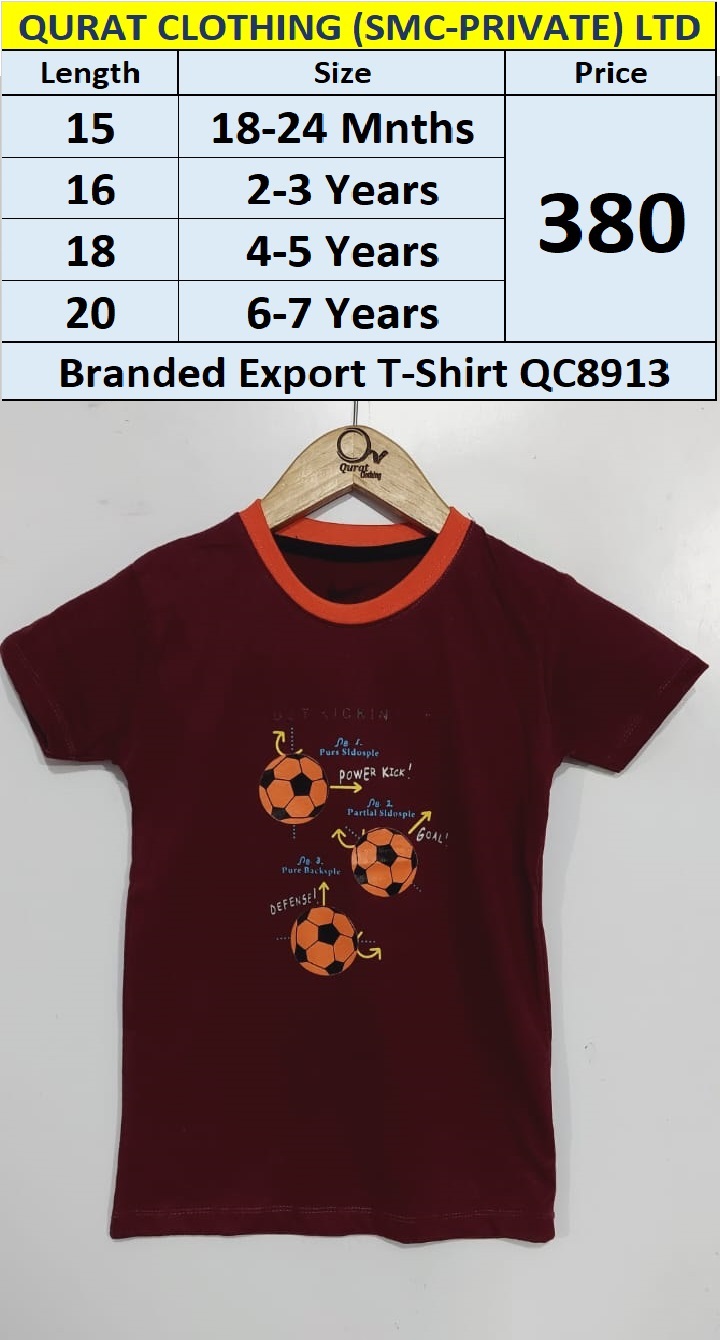Buy Branded Export T-shirt QC8913 | QC - Qurat Clothing (SMC-Private ...