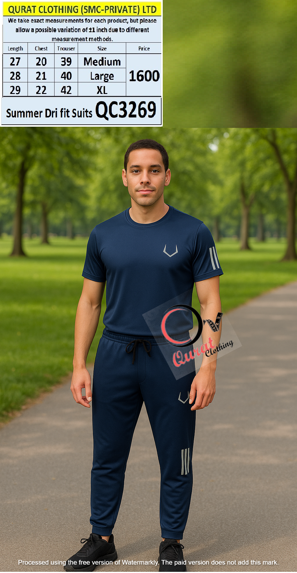 Buy Blue Dri fit Summer Suit QC3269 | QC - Qurat Clothing (SMC-Private ...