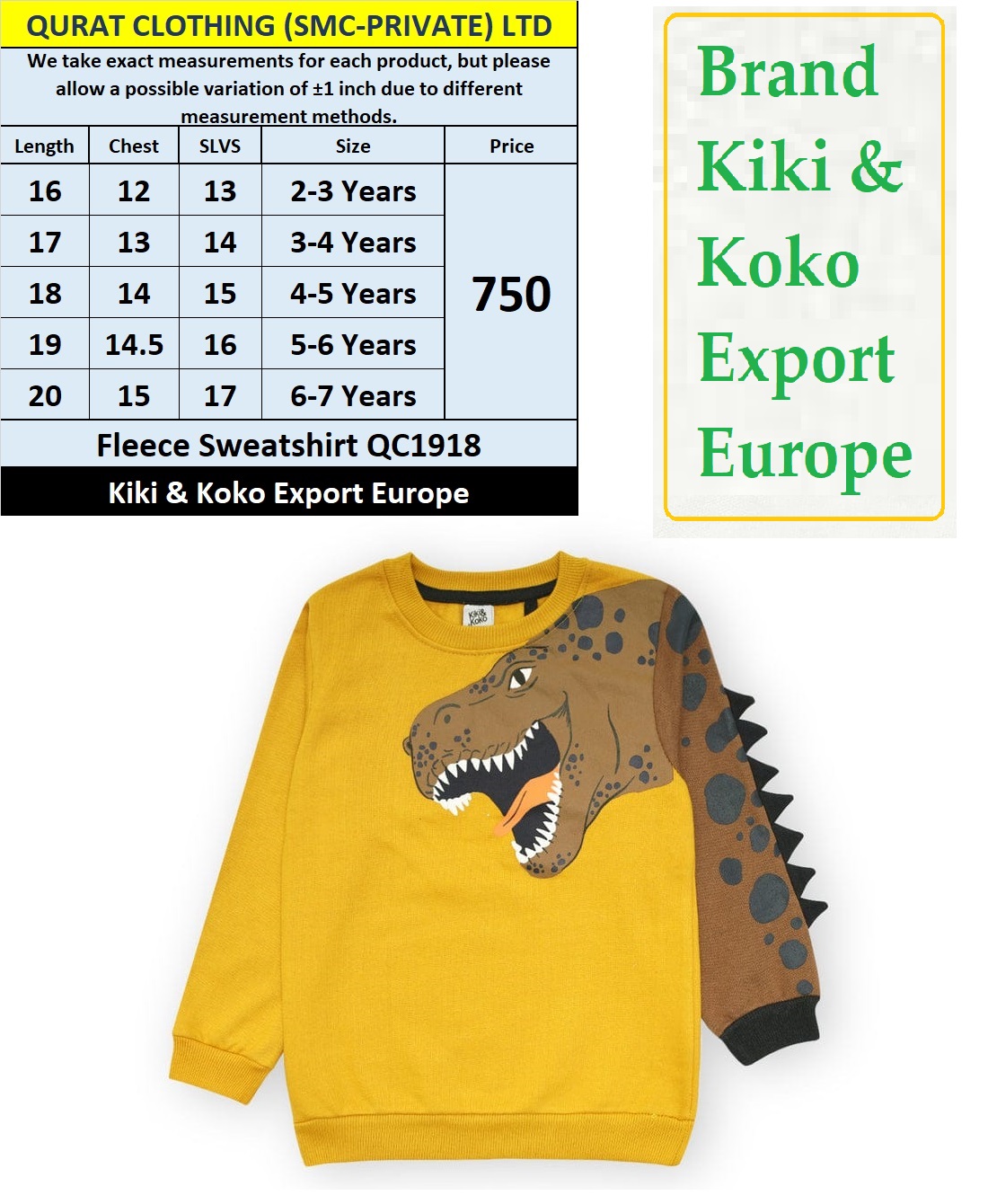 Buy Kiki & Koko Brand Fleece Sweatshirt QC1918 Export Europe | QC ...
