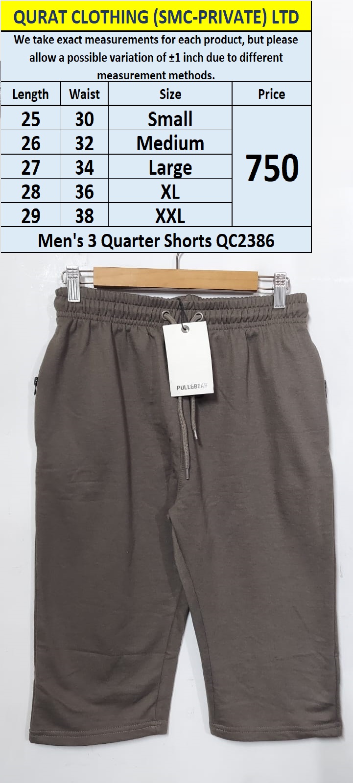 Buy Men's 3 Quarter Shorts QC2386 | QC - Qurat Clothing (SMC-Private ...