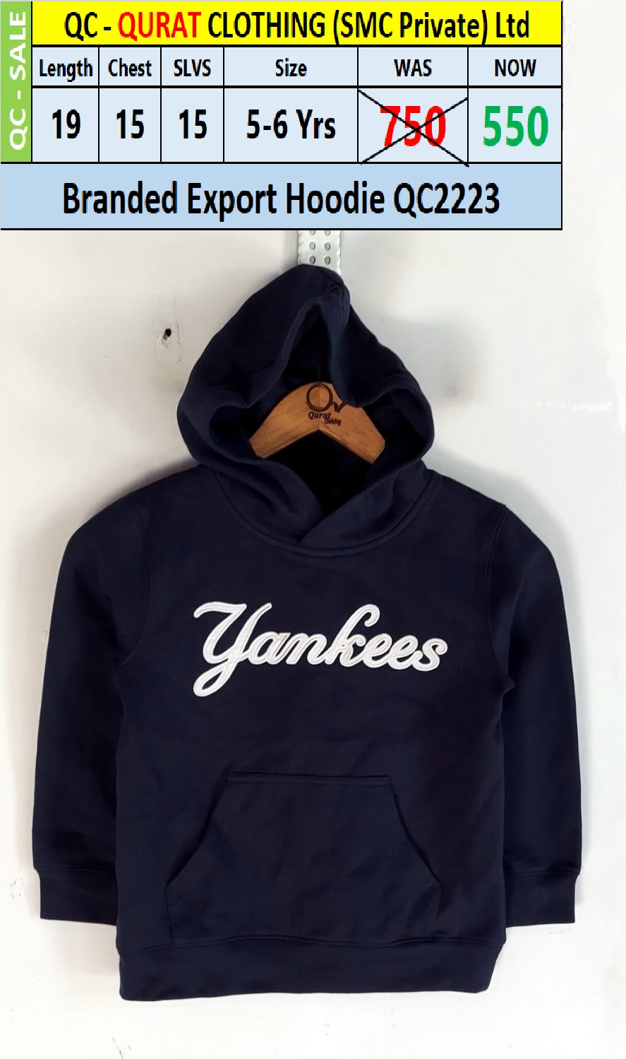 Buy Branded Export Hoodie QC2223 | QC - Qurat Clothing (SMC-Private ...
