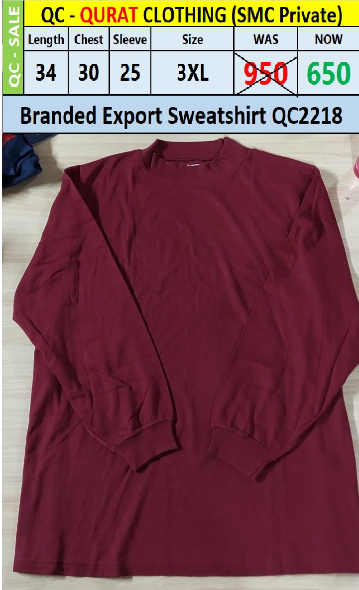 Buy Branded Export Sweatshirt QC2218 | QC - Qurat Clothing (SMC-Private) Limited