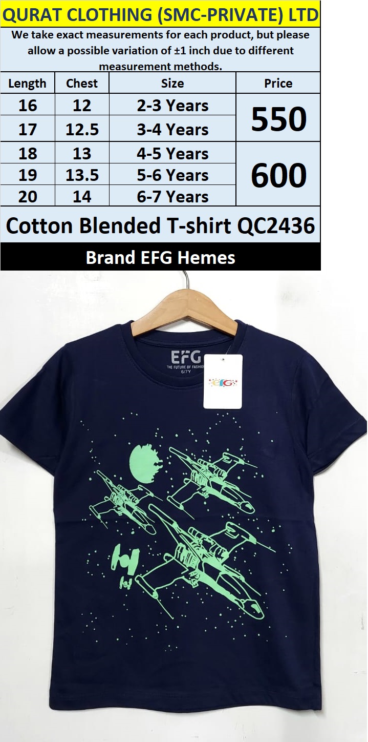 Buy EFG Hemes Brand Cotton Blended T-shirt QC2436 | QC - Qurat Clothing ...