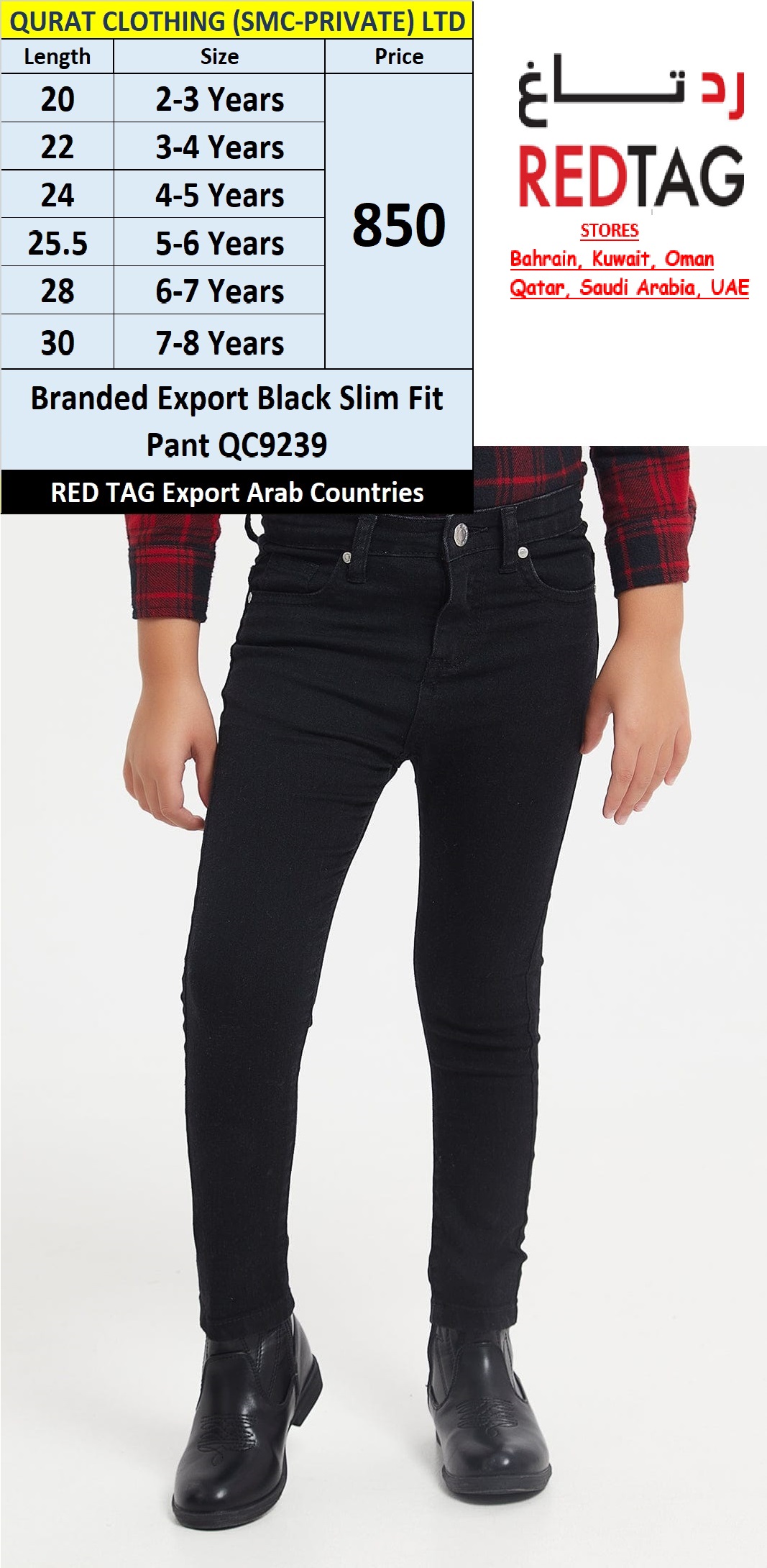 Buy RED TAG Fashion Branded Black Slim Fit Pant QC9239 Export Arab ...