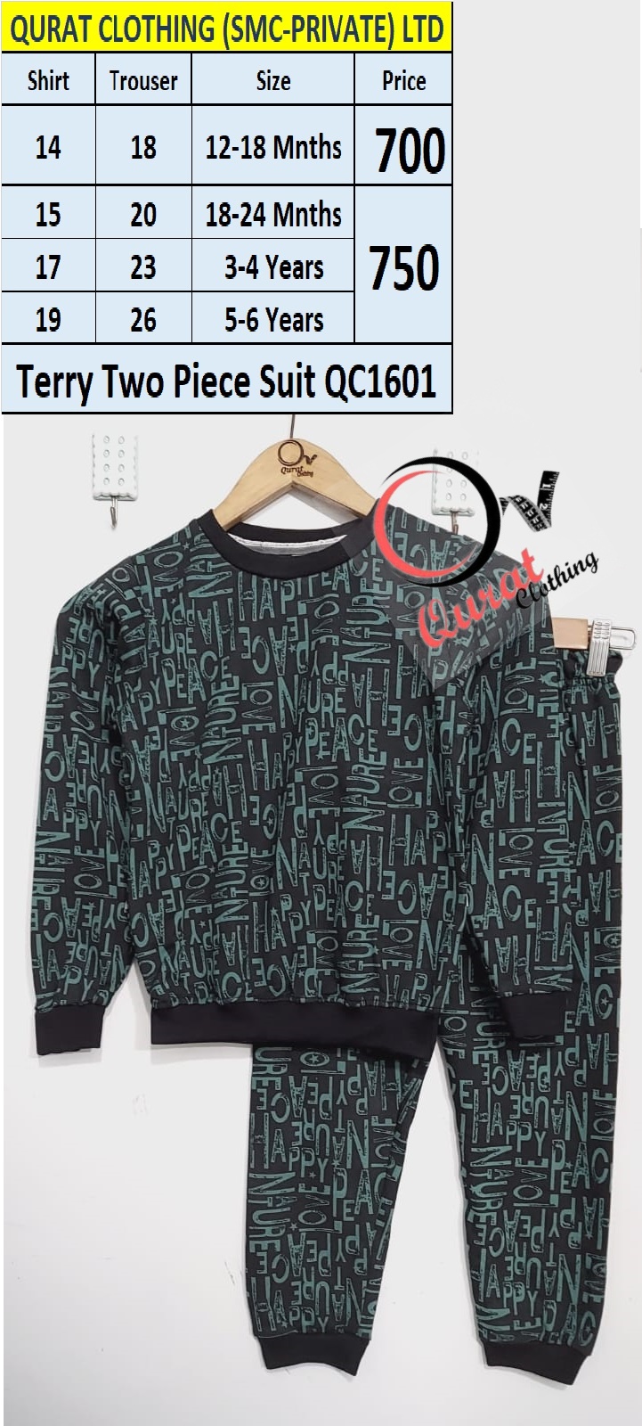 Buy Printed Terry Two Piece Suit QC1601 | QC - Qurat Clothing (SMC ...