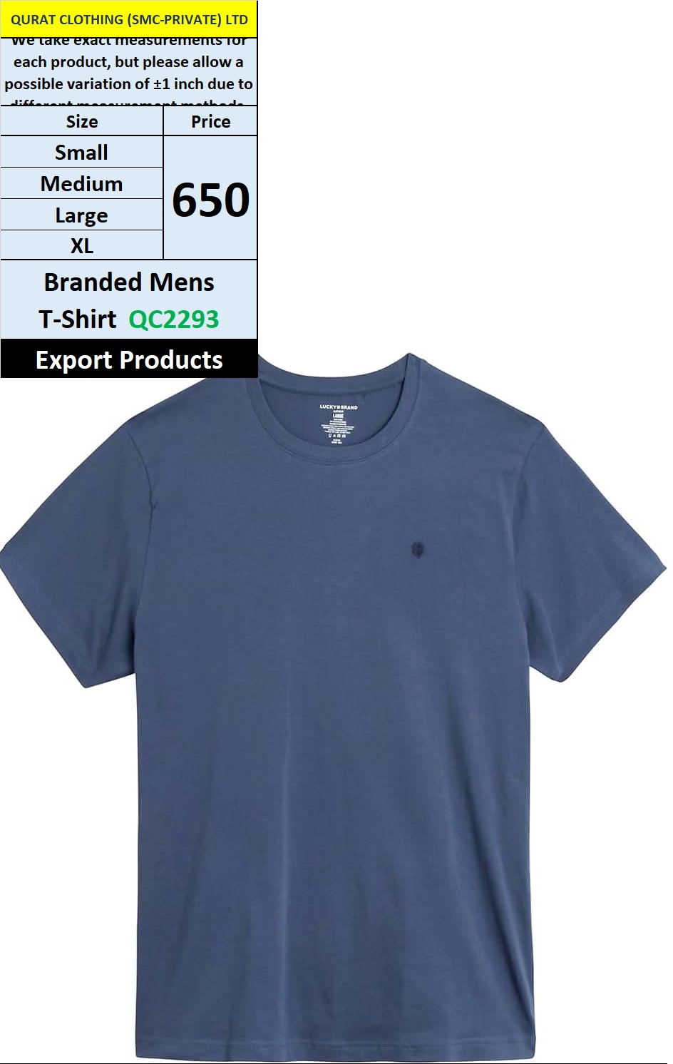 Buy Branded Mens T-shirt QC2293 - Export Product | QC - Qurat Clothing ...