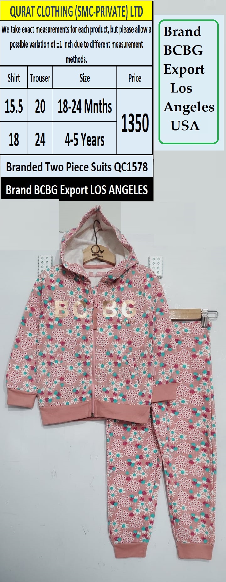 Buy BCBG Brand Flower Printed Two Piece Suits QC1578, Export Los Angeles, USA | QC - Qurat ...