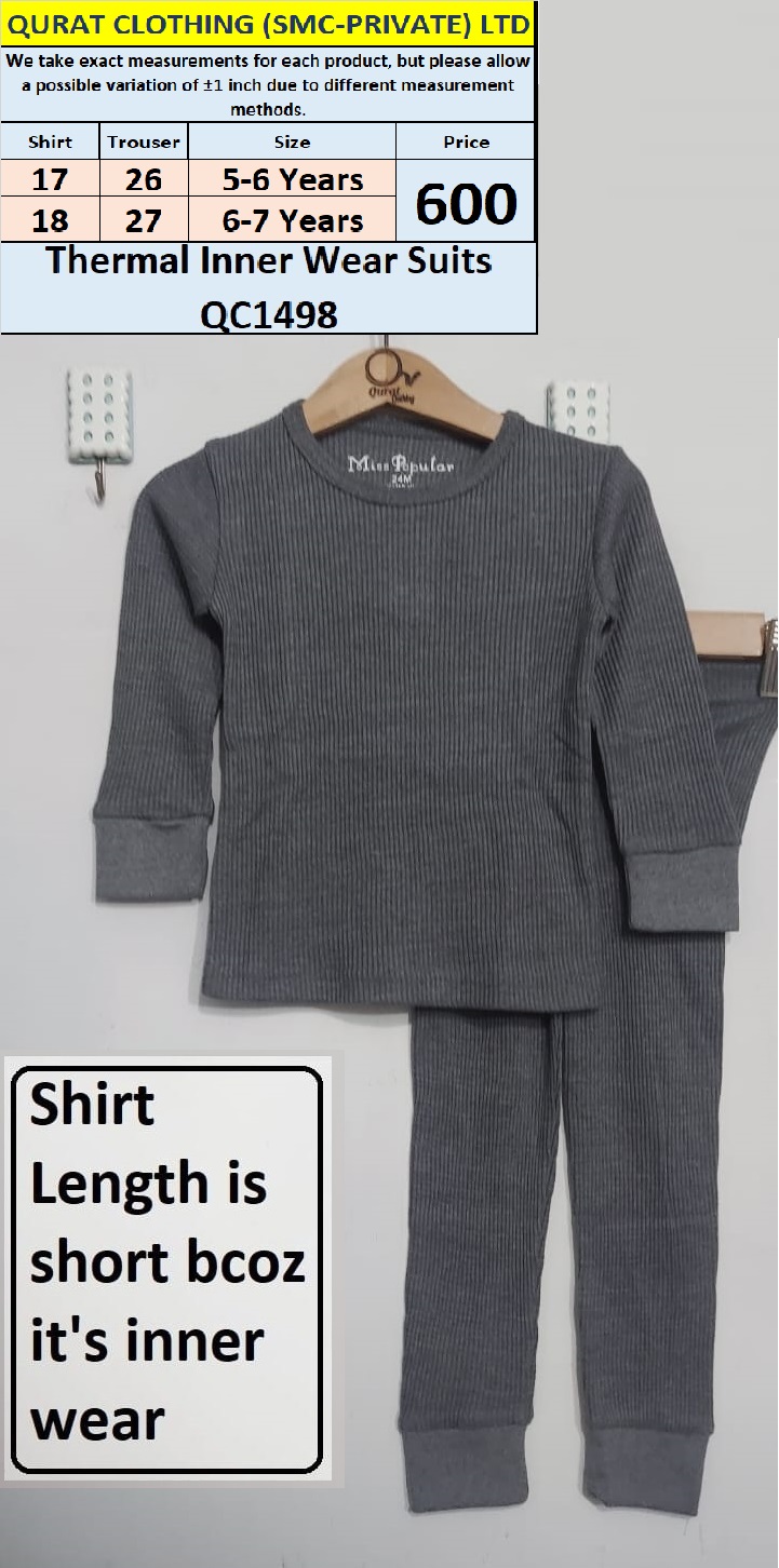 Buy Dark Grey Thermal Inner Wear Suits QC1498 | QC - Qurat Clothing ...
