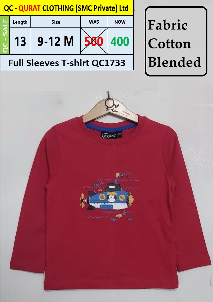 Buy Branded Export Red Submarine Full Sleeves Cotton Blended T-shirt ...