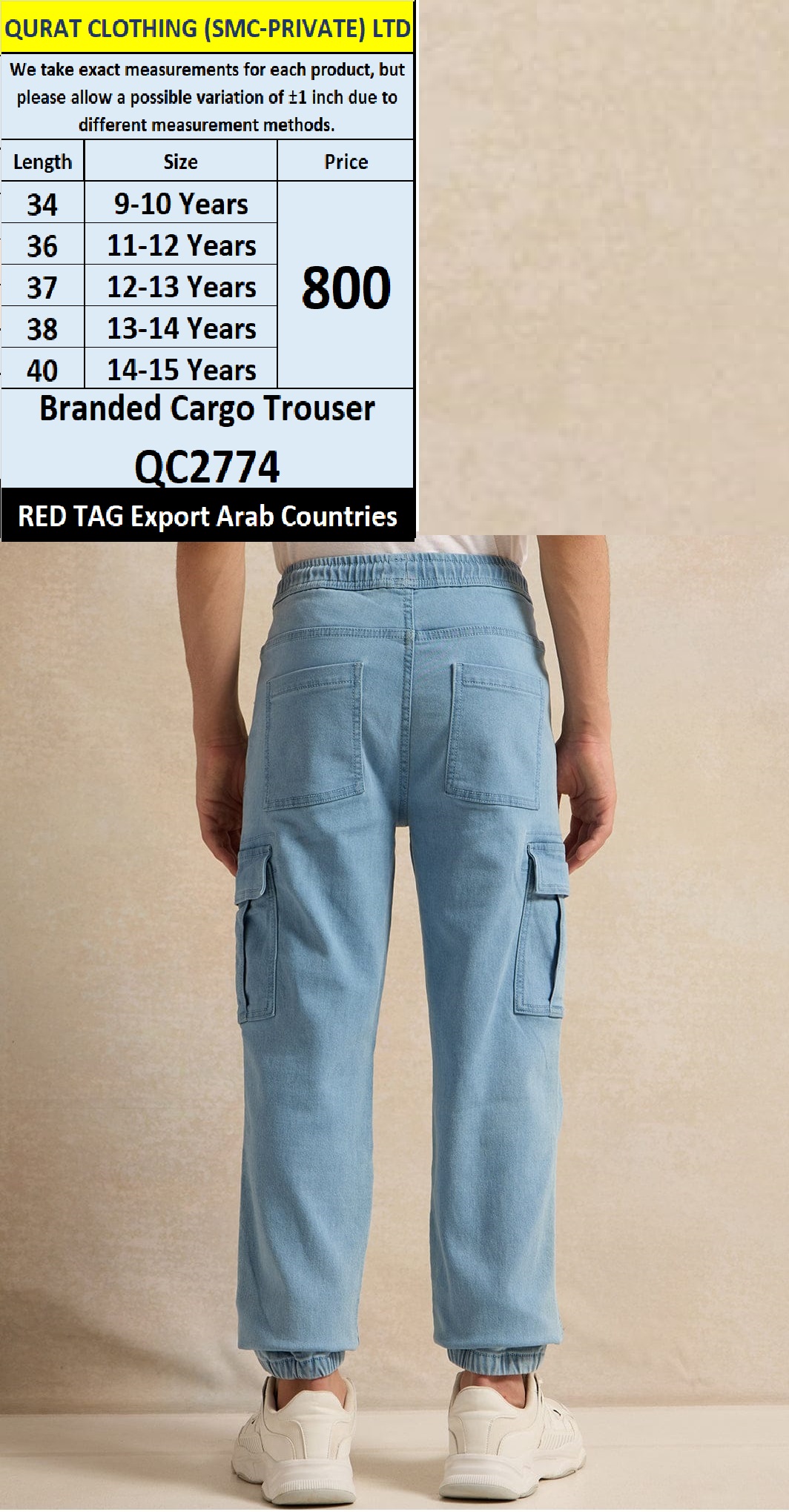 Buy RED TAG Brand Cargo Trouser Pant QC2774 Export Arab Countries | QC ...