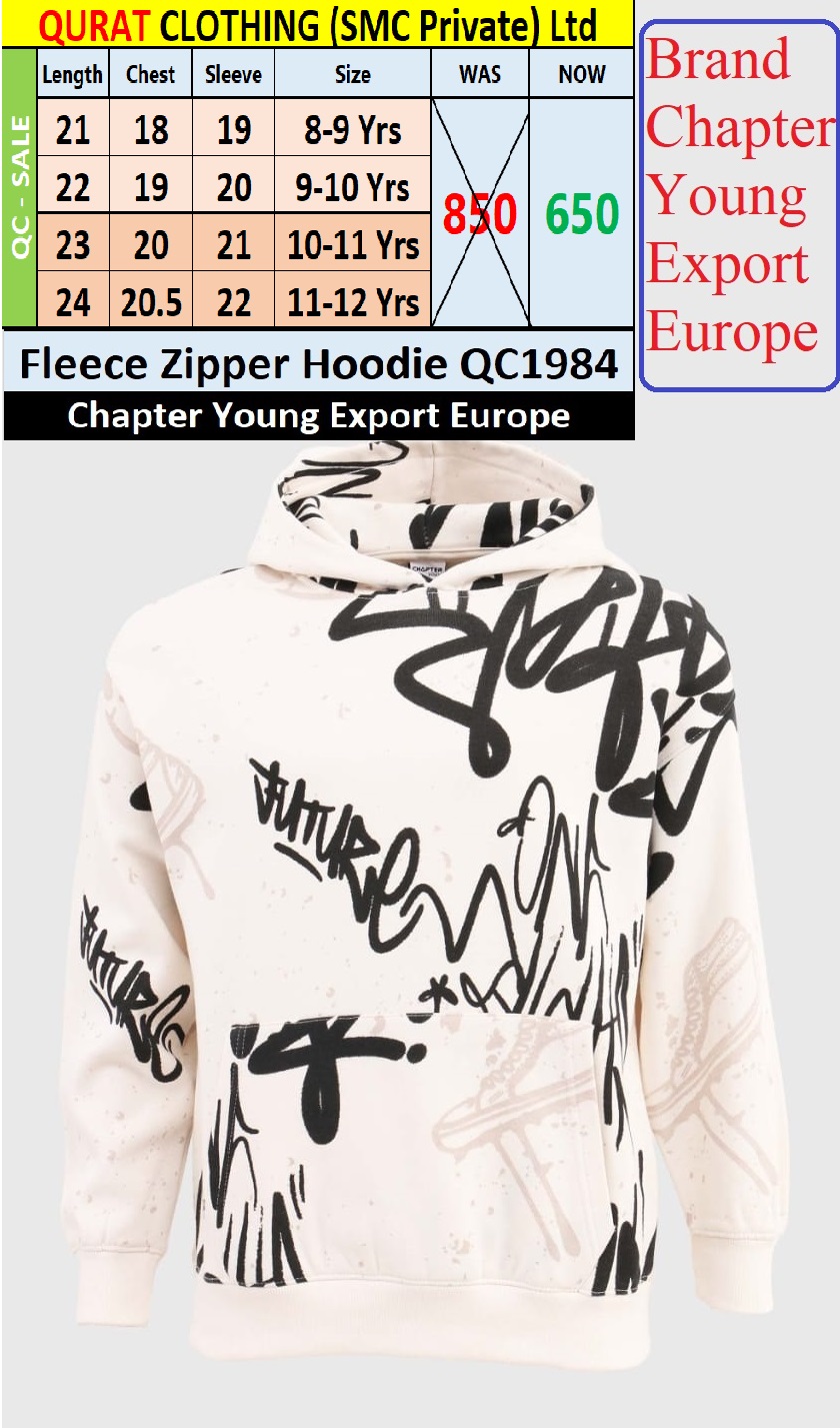 Buy Chapter Young Brand Fleece Pullover Hoodie QC1984 Export Europe ...