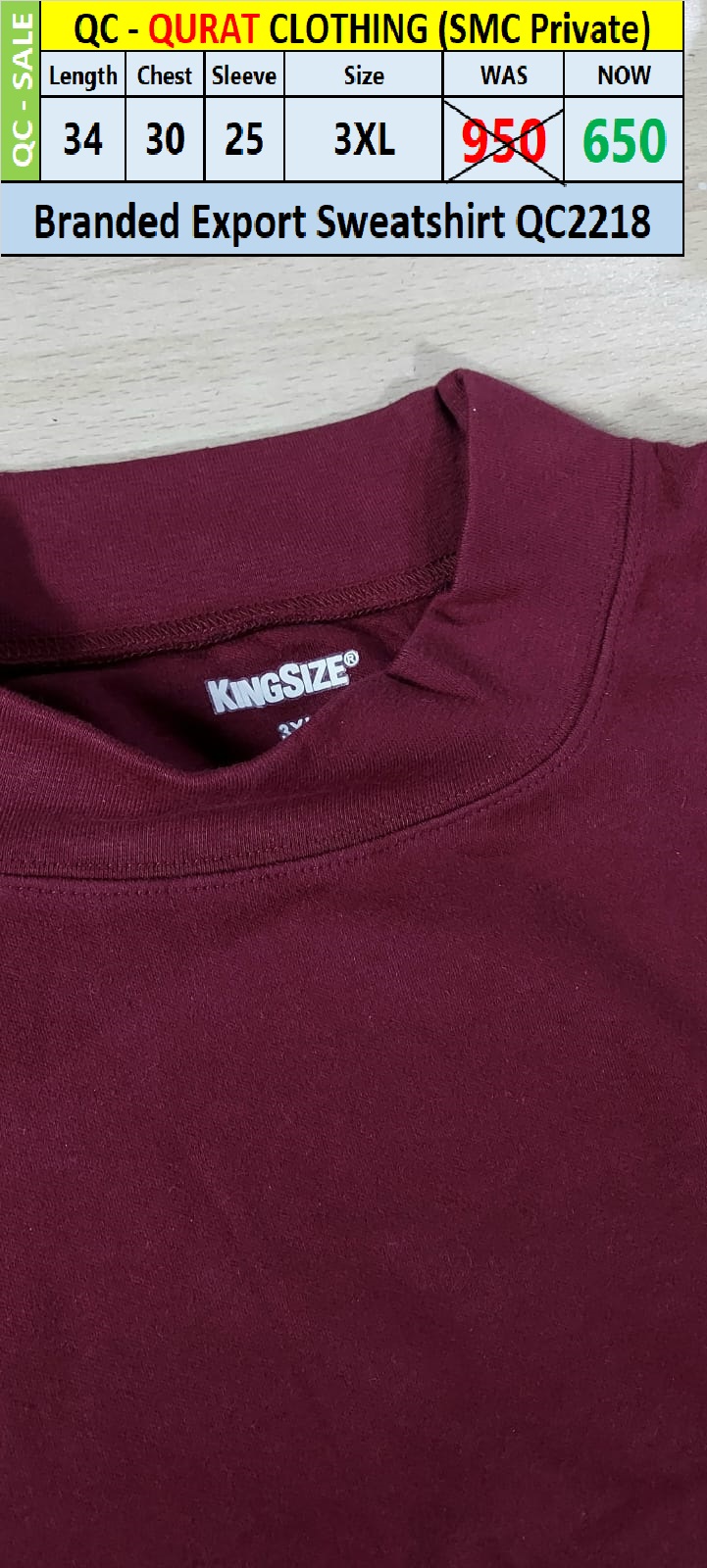 Buy Branded Export Sweatshirt QC2218 | QC - Qurat Clothing (SMC-Private) Limited