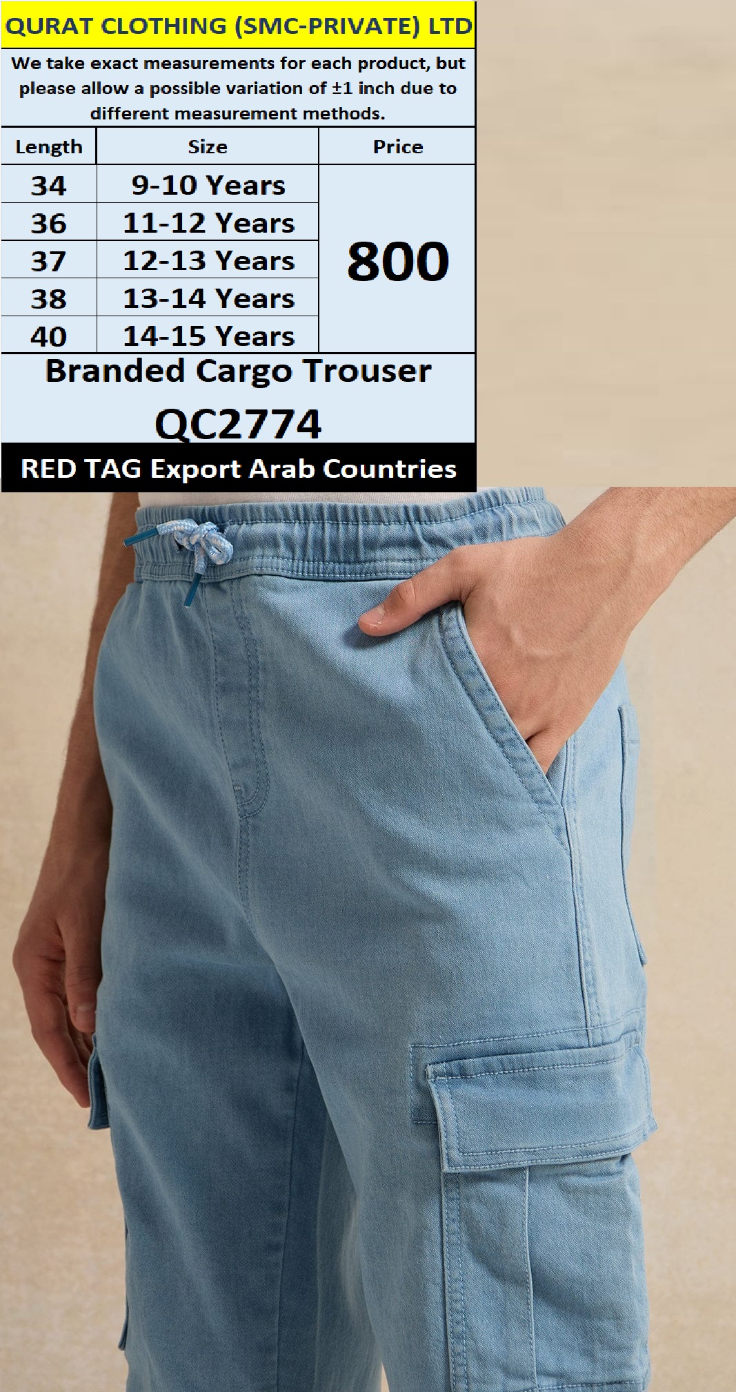 Buy RED TAG Brand Cargo Trouser Pant QC2774 Export Arab Countries | QC ...