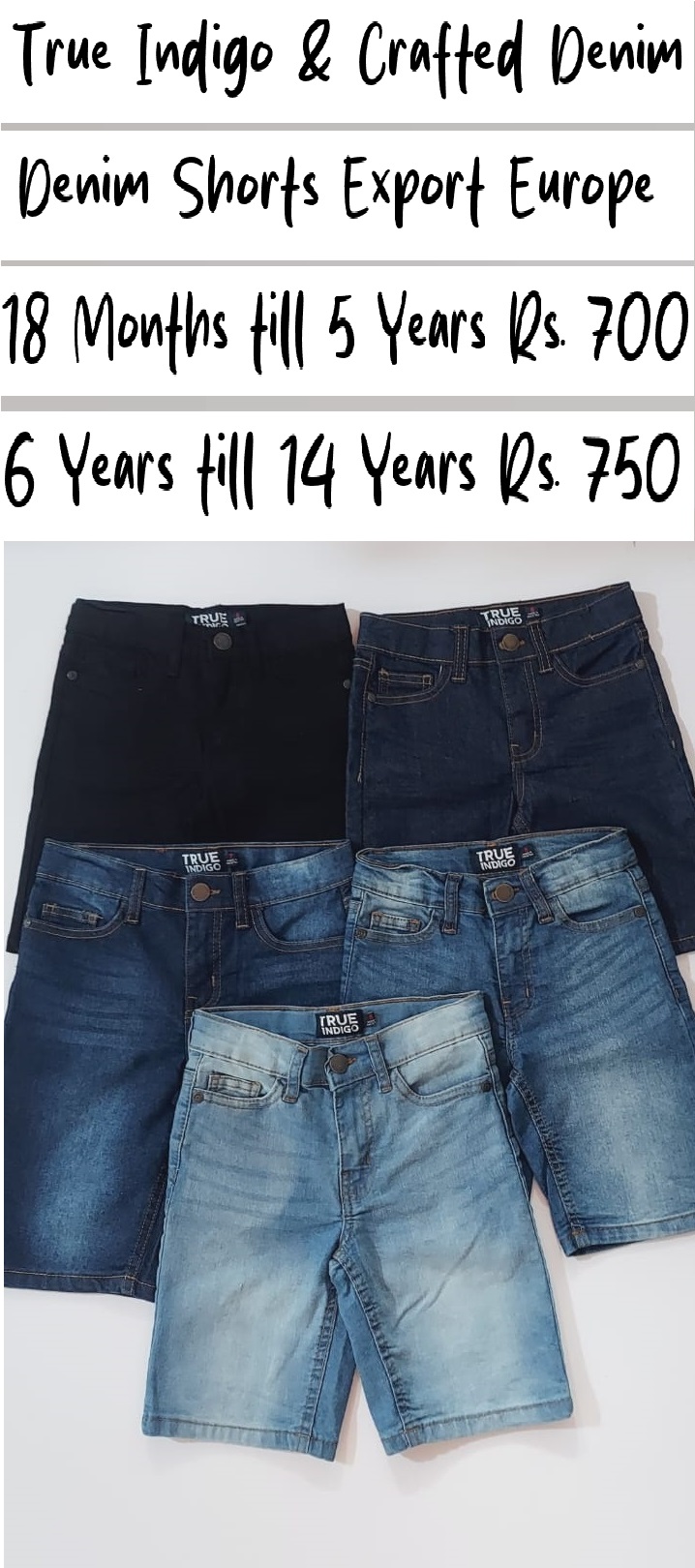Buy Dark Blue Branded Denim Shorts QC3361 Export Europe | QC - Qurat ...
