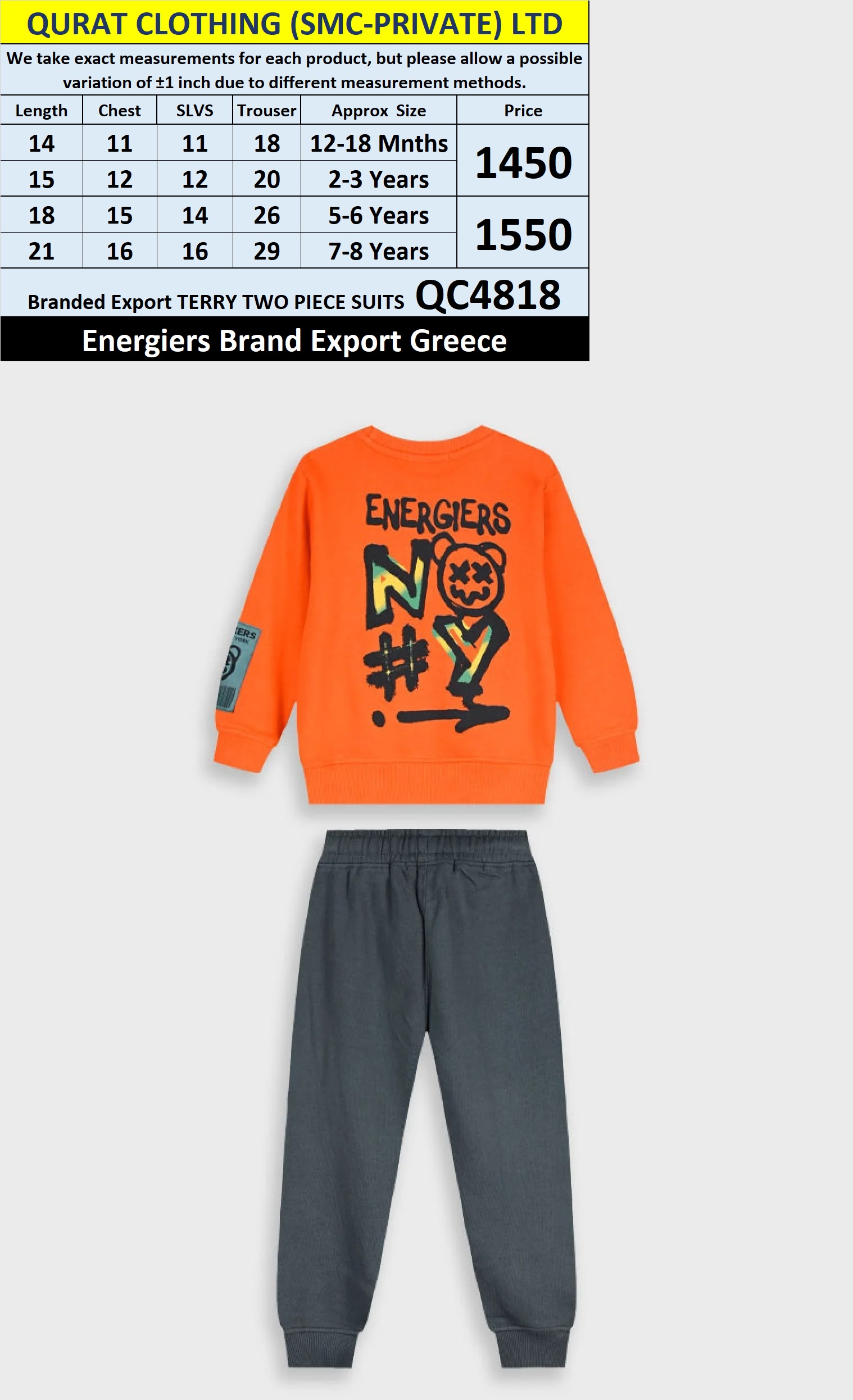 Energiers Brand Terry Two Piece Suit QC4818 | Export Greece | QC ...