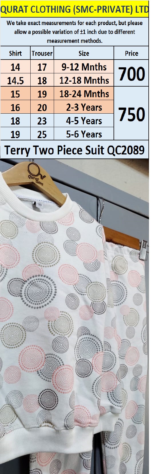 Buy Terry Two Piece Suits QC2089 | QC - Qurat Clothing (SMC-Private ...