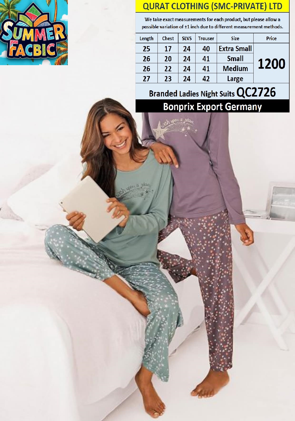 Buy Bonprix BPC Brand Summer Ladies Night Suits QC2726 Export Germany ...