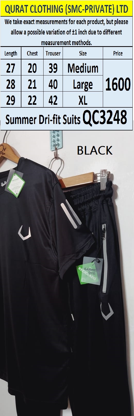 Buy Black Dri fit Summer Suit QC3248 | QC - Qurat Clothing (SMC-Private ...