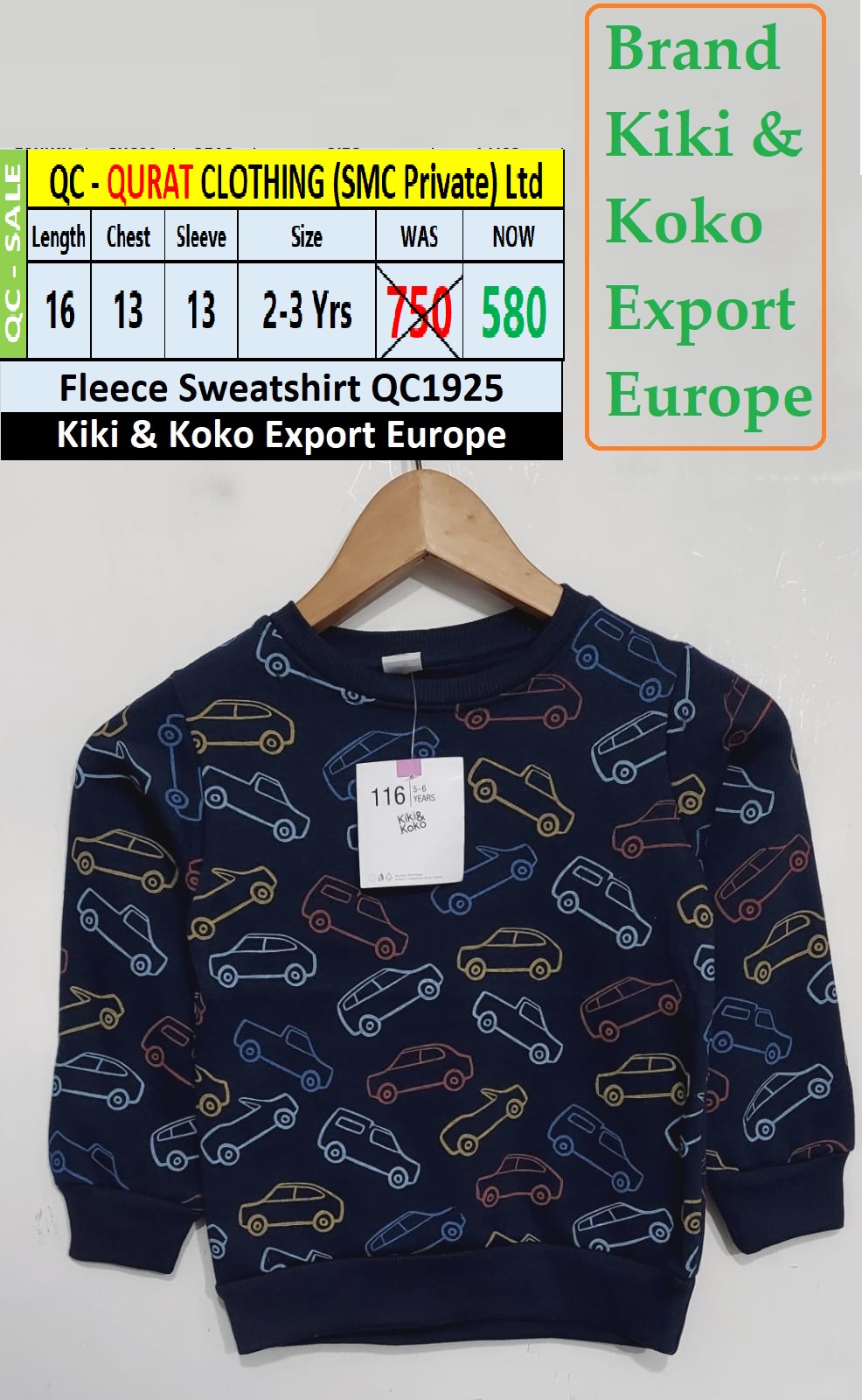 Buy Kiki & Koko Brand Fleece Sweatshirt QC1925 Export Europe | QC ...