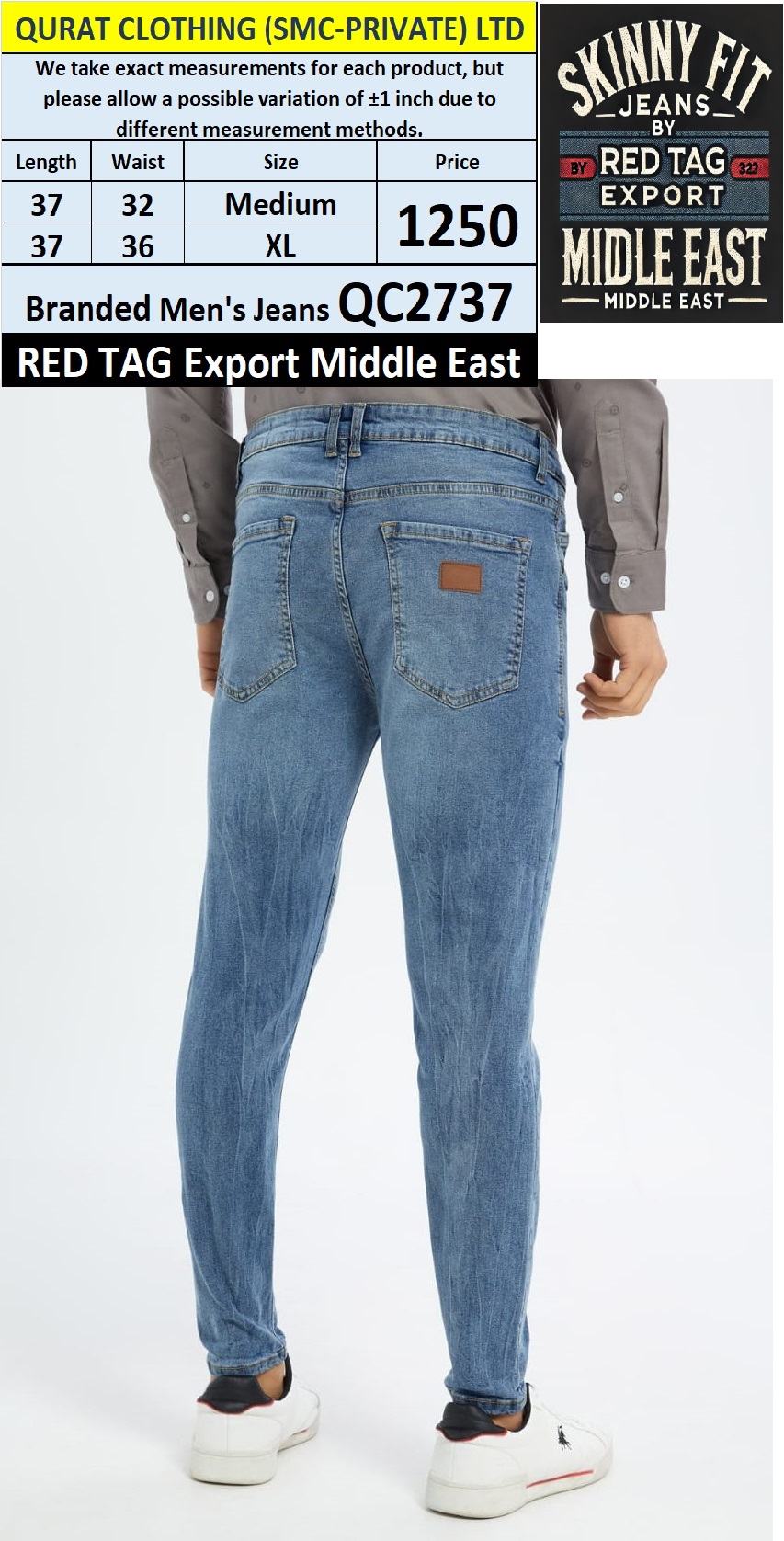 Buy Red Tag Brand Skinny Fit Men's Jeans QC2737 Export Middle East | QC ...