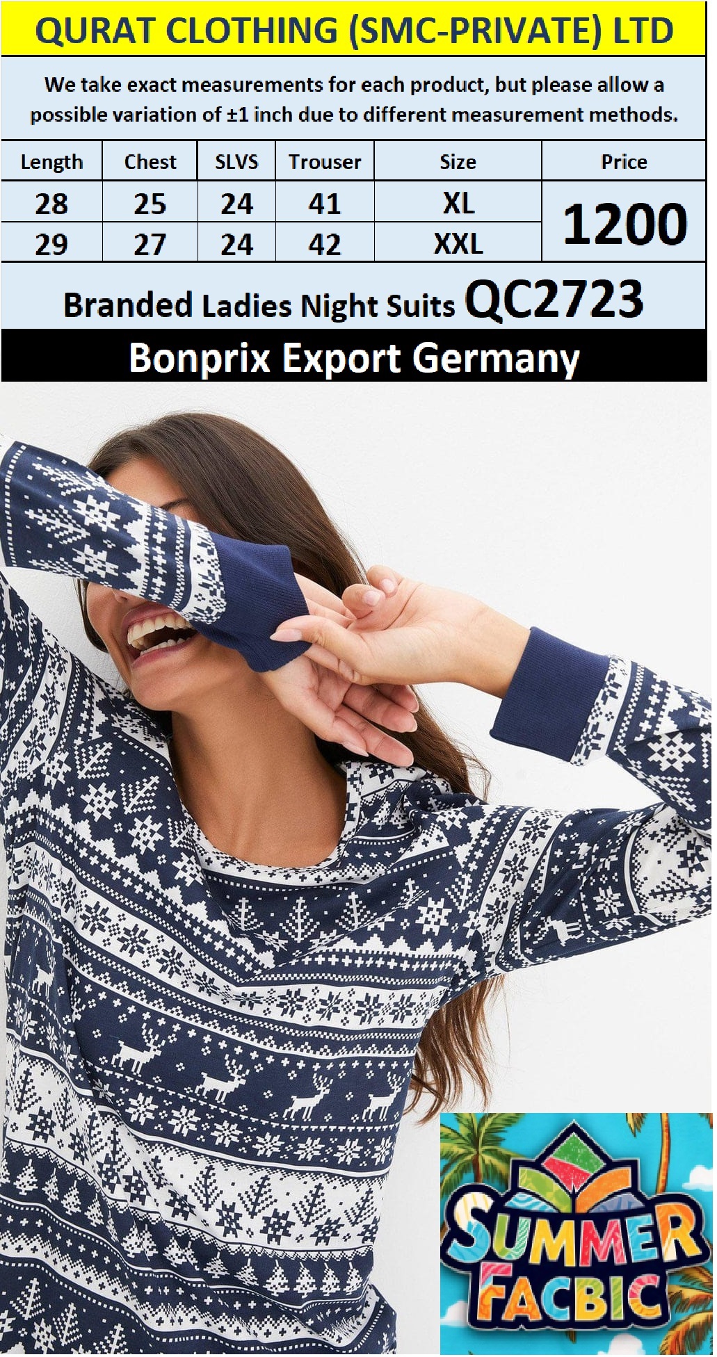 Buy Bonprix BPC Brand Summer Ladies Night Suits QC2723 Export Germany ...