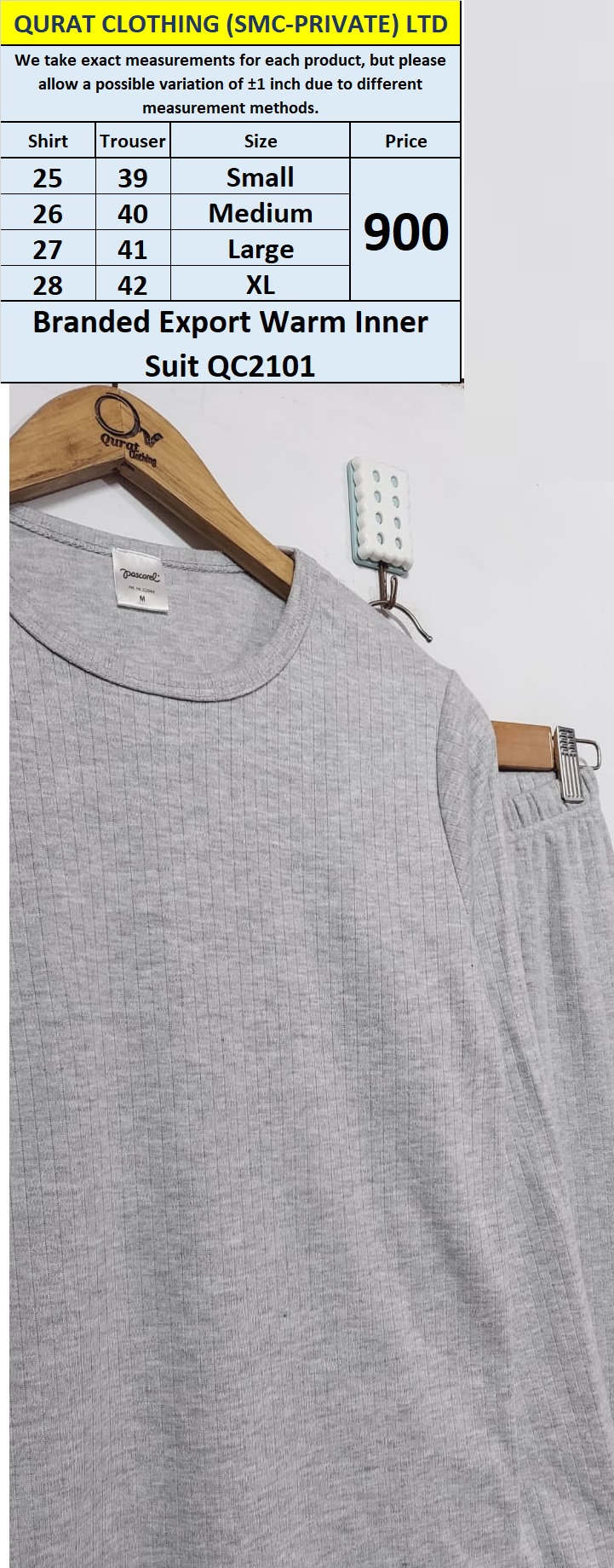 Buy Branded Export Warm Inner Suit QC2101 | QC - Qurat Clothing (SMC ...