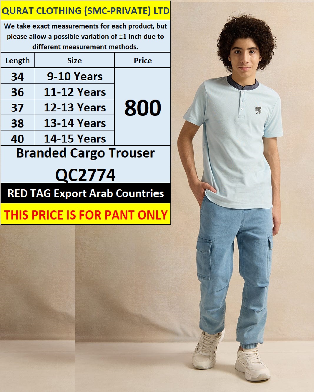 Buy RED TAG Brand Cargo Trouser Pant QC2774 Export Arab Countries | QC ...