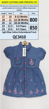 Buy Liberty Brand Light Blue Cotton Embroidered Frock – QC3410 | QC ...