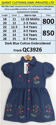 Buy Dark Blue Cotton Embroidered Frock QC3926 | QC - Qurat Clothing ...