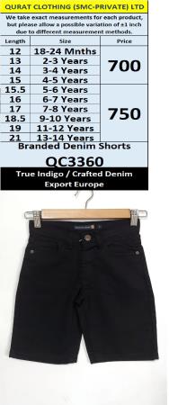 Buy Black Branded Denim Shorts QC3360 Export Europe | QC - Qurat ...