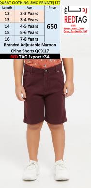 Buy RED TAG Brand Adjustable Maroon Chino Shorts QC9117 Export KSA, UAE ...