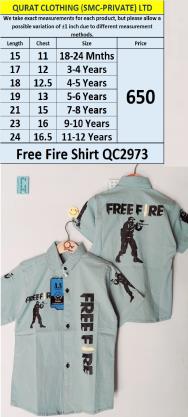 Buy Stylish Free Fire Shirt QC2973 | QC - Qurat Clothing (SMC-Private ...