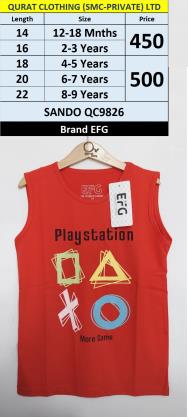 Buy EFG Brand Play Stations RED SANDO QC9826 | QC - Qurat Clothing (SMC ...