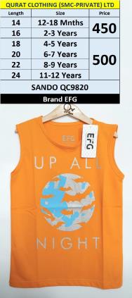 Buy EFG Brand Up All-Night Orange SANDO QC9820 | QC - Qurat Clothing ...